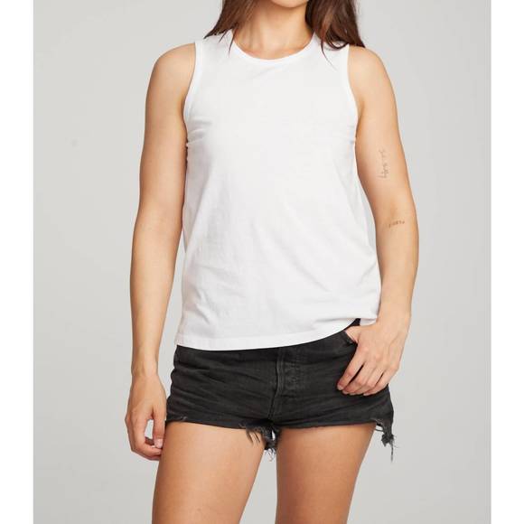 Chaser | Tops | New Chaser Basic Slit Tank In White | Poshmark